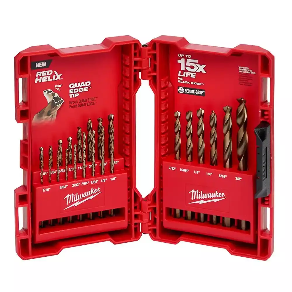 Milwaukee Cobalt Red Helix Drill Bit Set pikeun Supir Bor (23 Potongan)