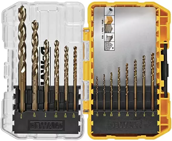 Set burghie DEWALT cobalt cu vârf pilot, 14 buc. (DWA1240)