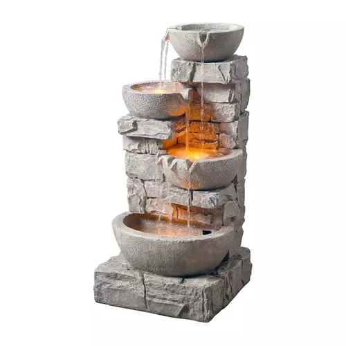 Peaktop Water 4 Tired Bols Floor Stacked Stone Waterfall Fountain