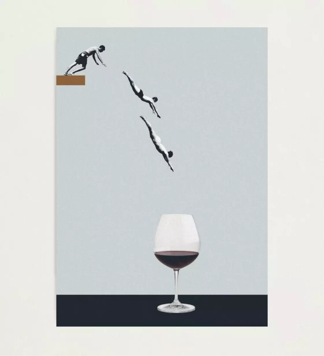 Diving Wine Print