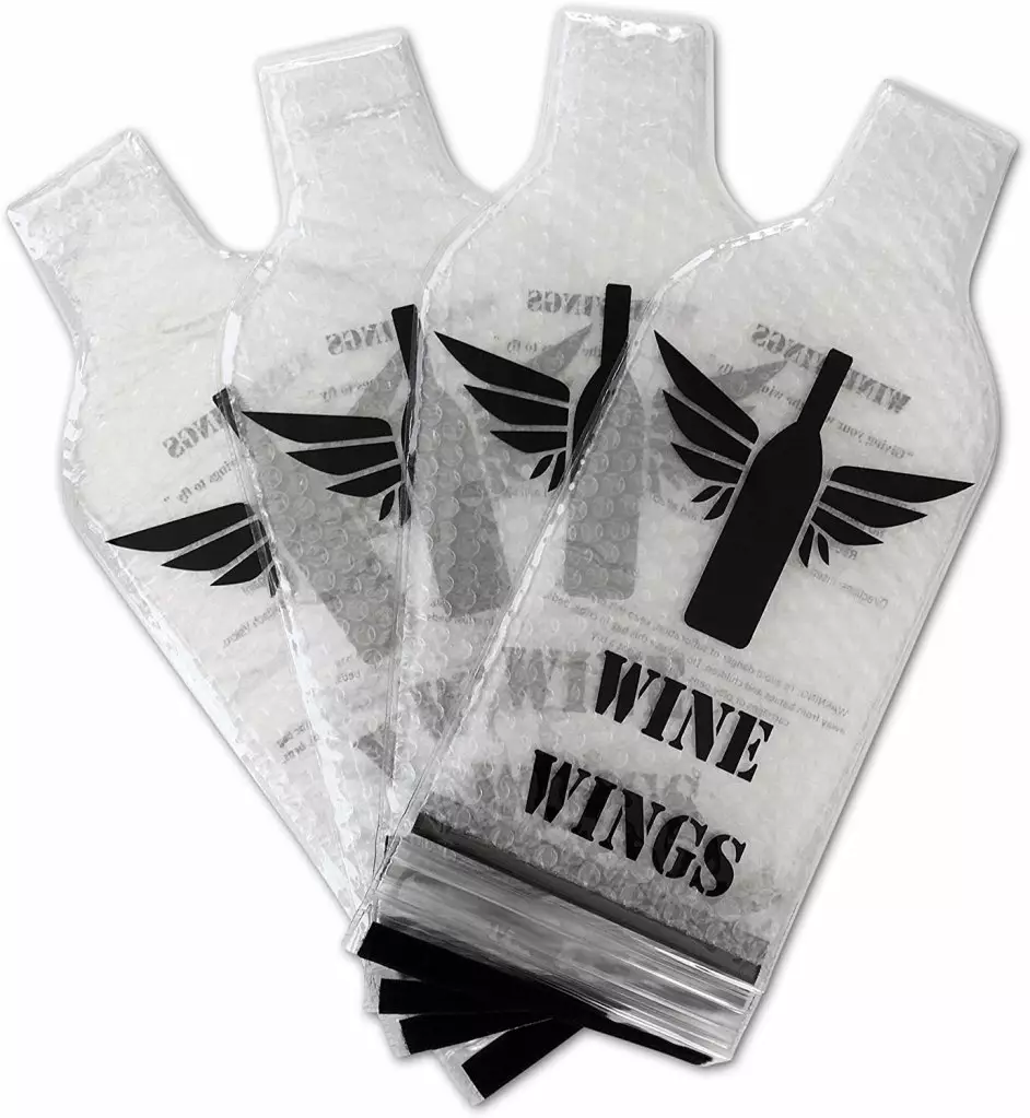 Kado foar wynleafhawwers - Wine Wings Reusable Bottle Protector Sleeve