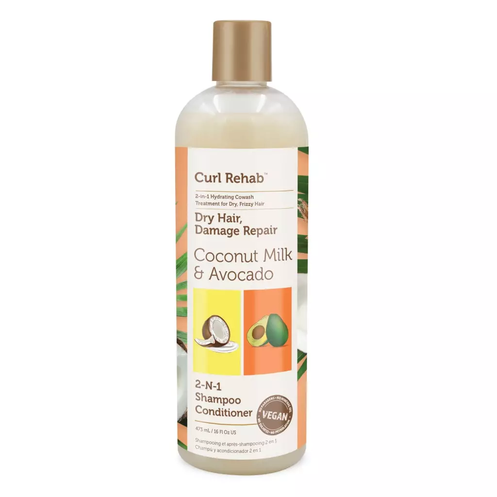 I-Curl Rehab Coconut Milk kunye ne-Avocado Shampoo Conditioner, Eyona Shampoo yokuFumisa kwi-scalp eyomileyo