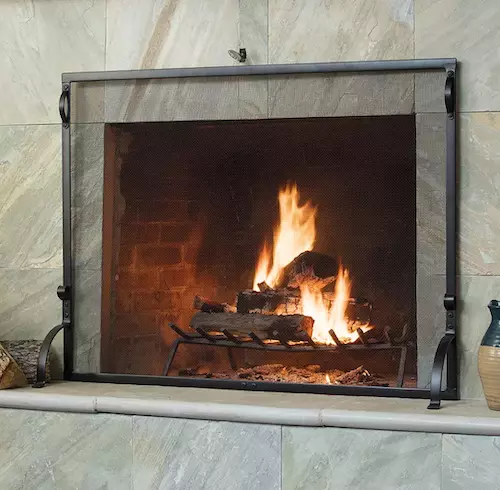 Ebern Designs Accardi Single Panel Steel Fireplace Screen