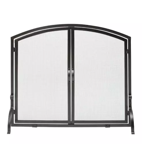 UniFlame Black Wrought Iron Single Panel Fireplace Screen