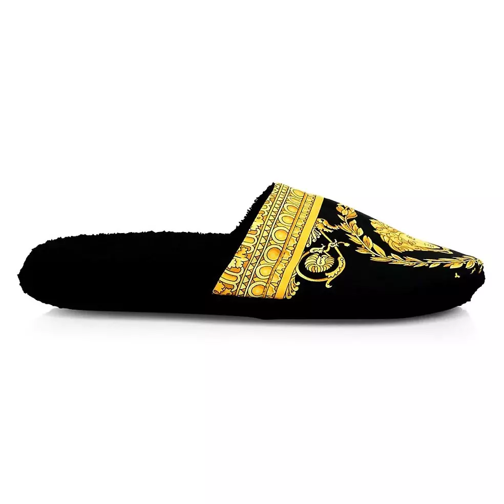 Versace Black Baroque Slippers