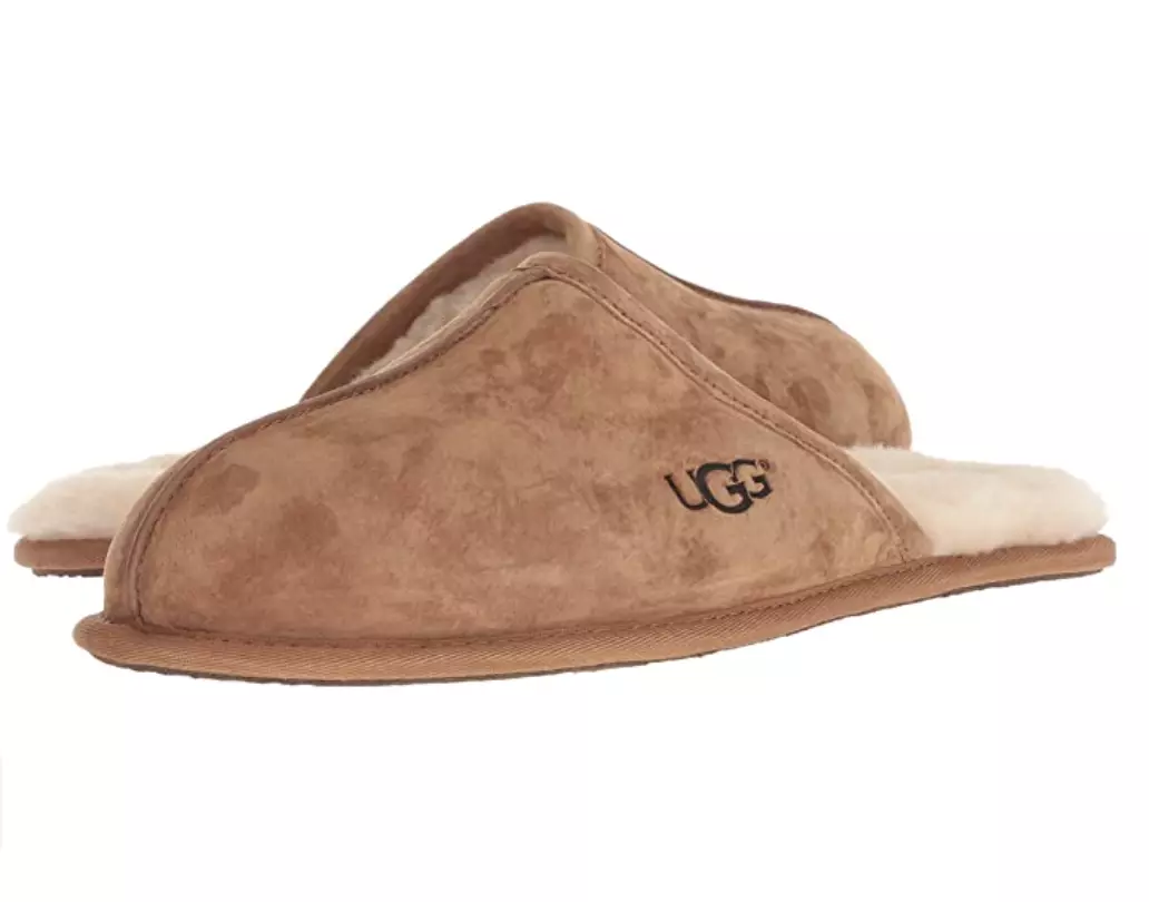 labākās vīriešu mājas čības: brūnas zamšādas UGG Men's Scuff Slipper