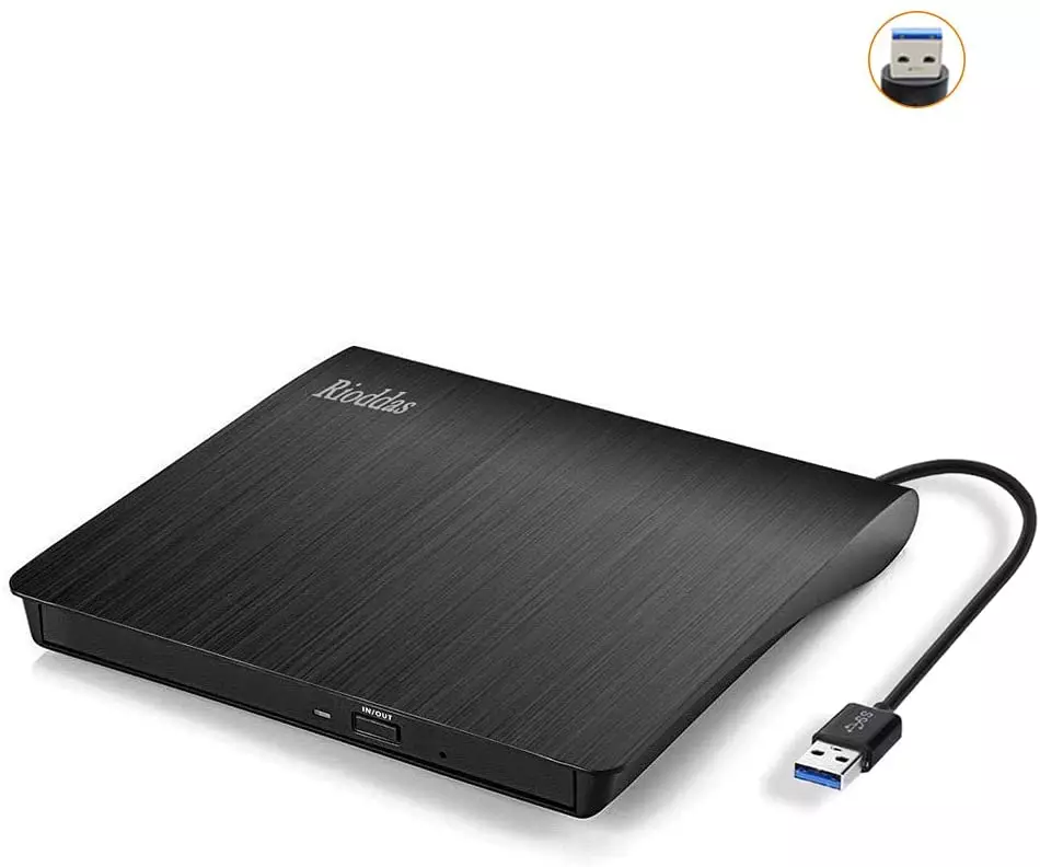 Reproductor de CD y DVD portátil USB 3.0 externo Rioddas