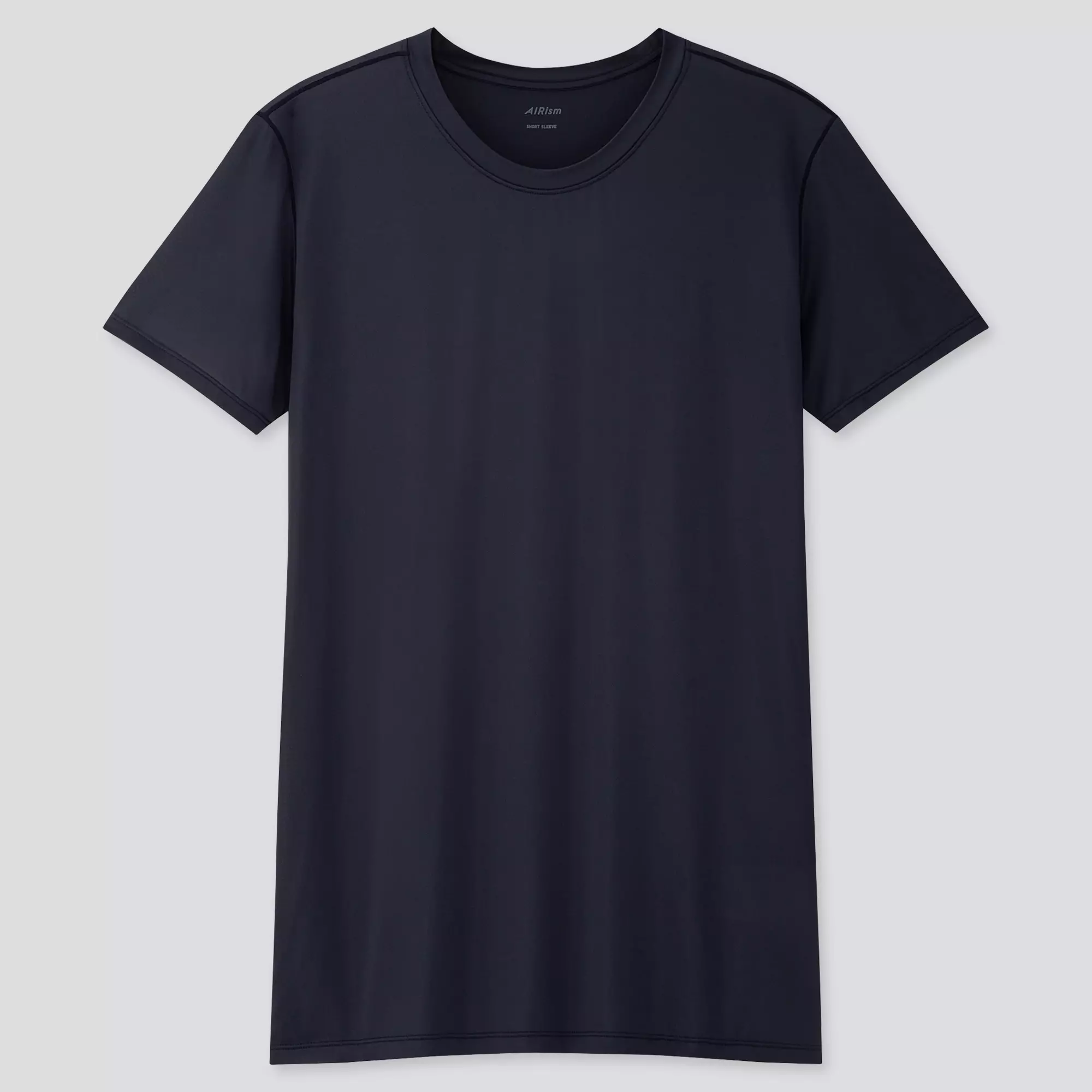 यूनीक्लो मेन एयरिज्म क्रू नेक शॉर्ट-स्लीव टी-शर्ट नीले रंग में