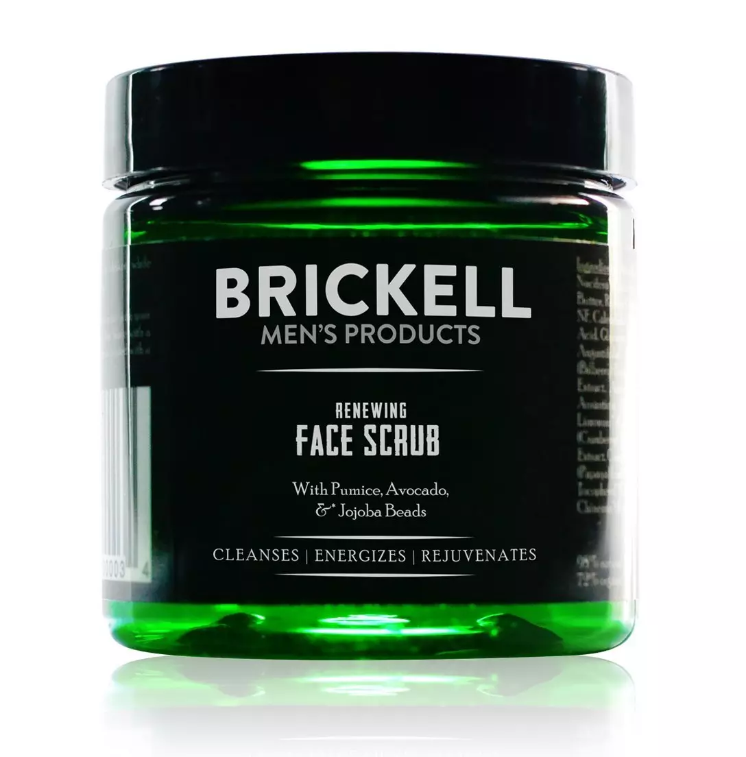 Exfoliante facial renovador para hombres de Brickell; mejor exfoliante para barba