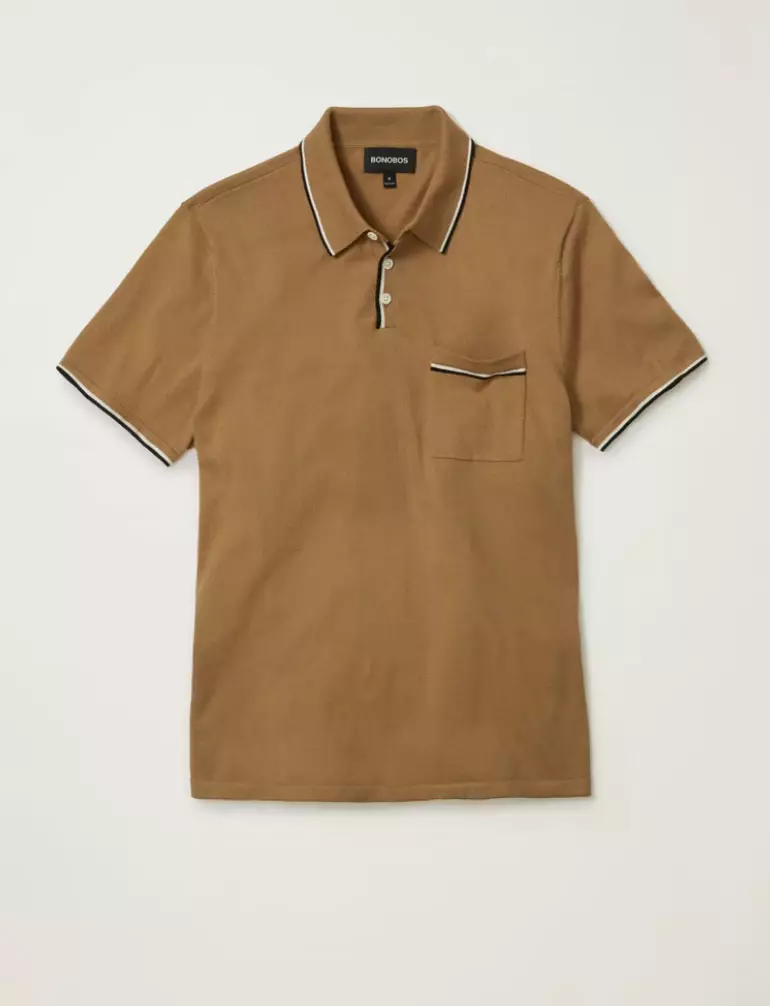 best gebreide polo's, bonobo's bruin tip shirt