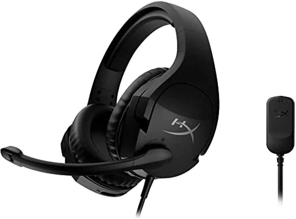 HyperX Cloud Stinger S - Headset Cearrbhachais, do ríomhaire, Fuaim Timpeallachta Fíorúil 7.1, Meáchan Éadrom, Foam Cuimhne, Leatherette Bog, Sleamhnáin Cruach Inbhuanaithe, Micreafón Sclóine-go-Balbh-Cealú Torainn, Dubh