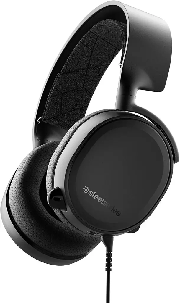 SteelSeries Arctis 3 - Headset Cearrbhachais Uile-Ardáin - do ríomhaire, PlayStation 4, Xbox hAon, Nintendo Switch, VR, Android, agus iOS - Dubh