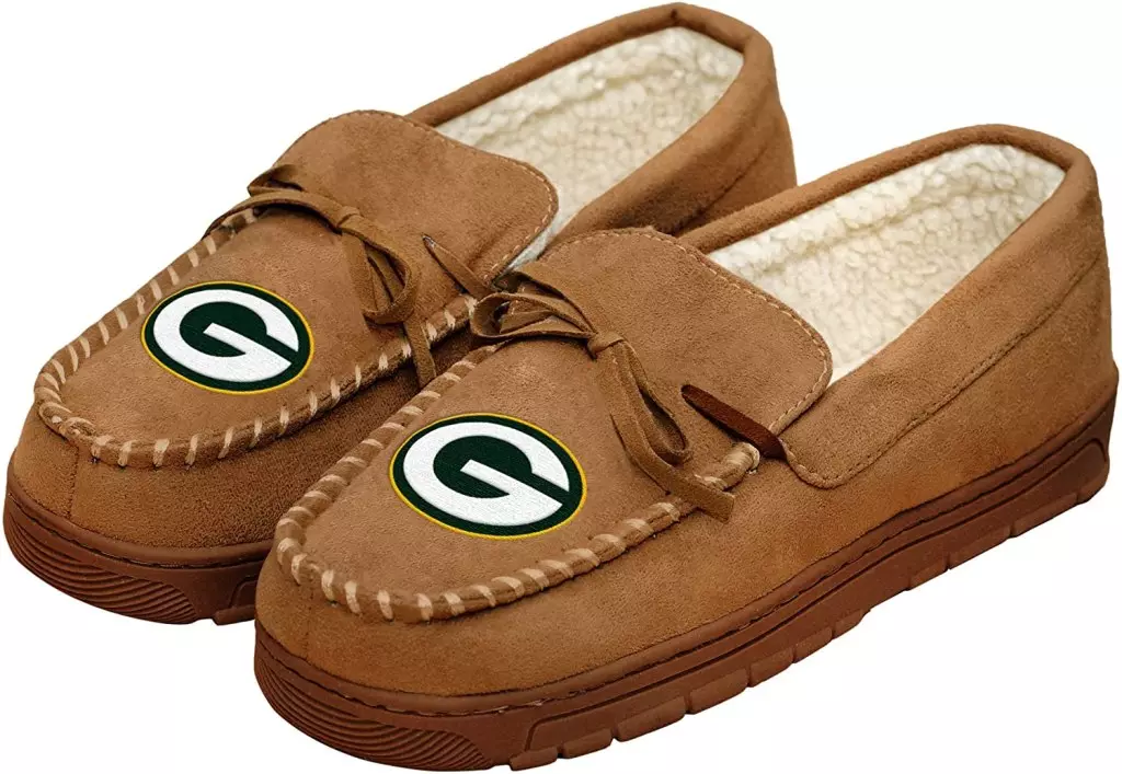 FOCO Mens NFL টিম লোগো Moccasin Slippers