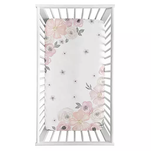 Sweet Jojo Designs Watercolour Floral Corner Floral Crib Sheet