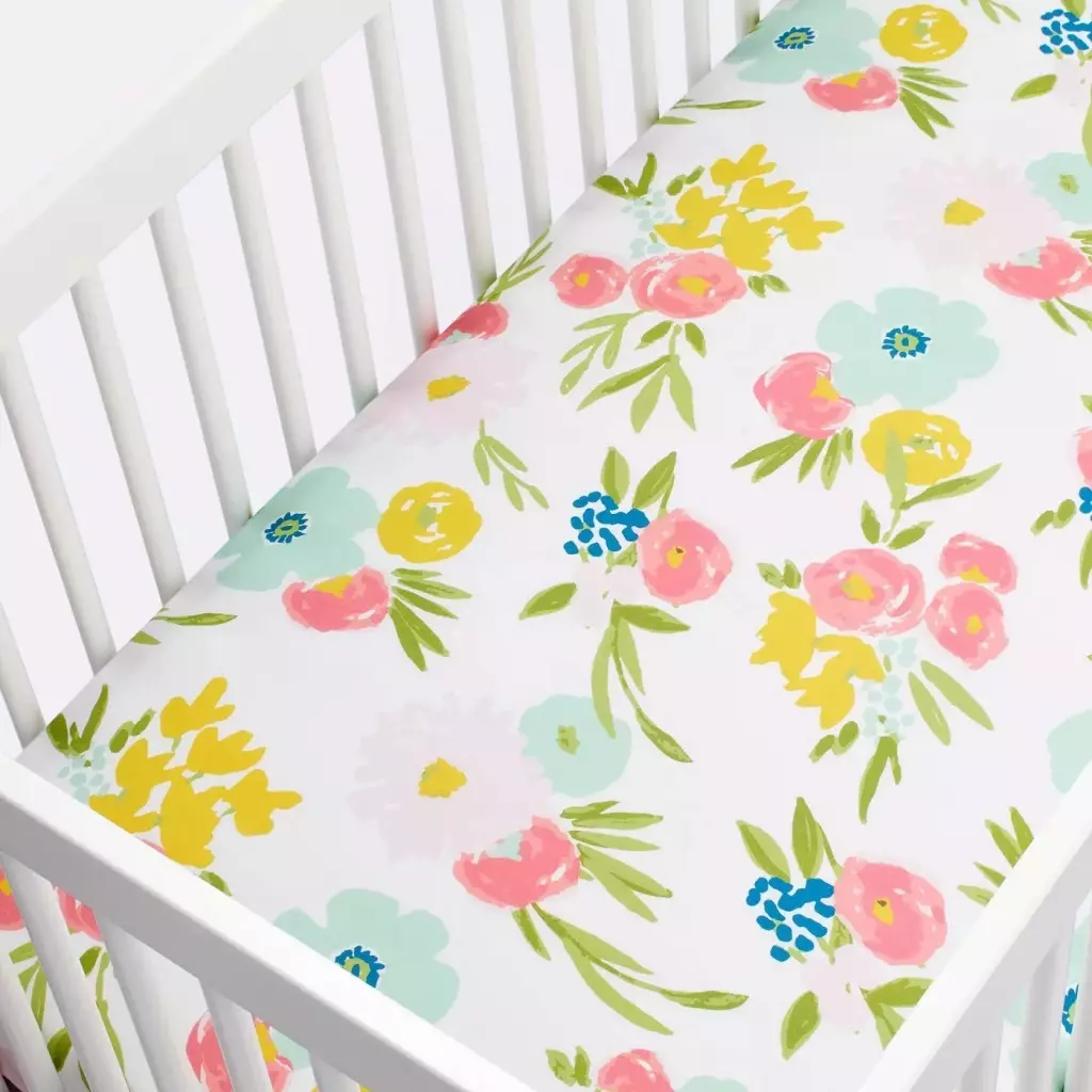 Cloud Island ™ Pink Fitted Crib Sheet Floral