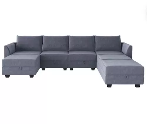 HONBAY Modulaarinen poikkipintainen U-muotoinen sohva, jossa säilytystilaa