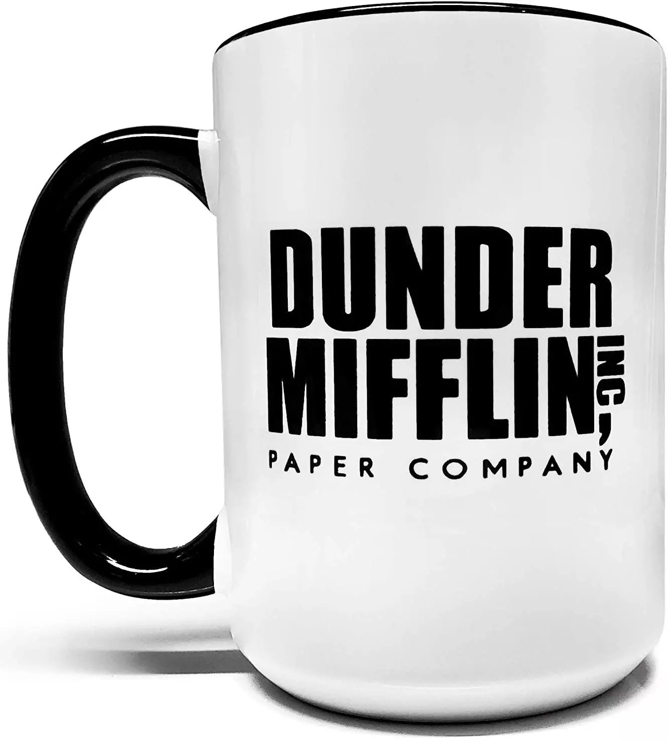 Meanmuggin Dunder Mifflin Two-Tone Coffee Mug, អំណោយដ៏ល្អបំផុតសម្រាប់អ្នករួមការងារ
