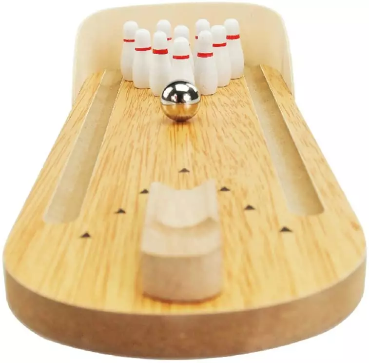 Lojë mini bowling në tavolinë 3 Otters prej druri