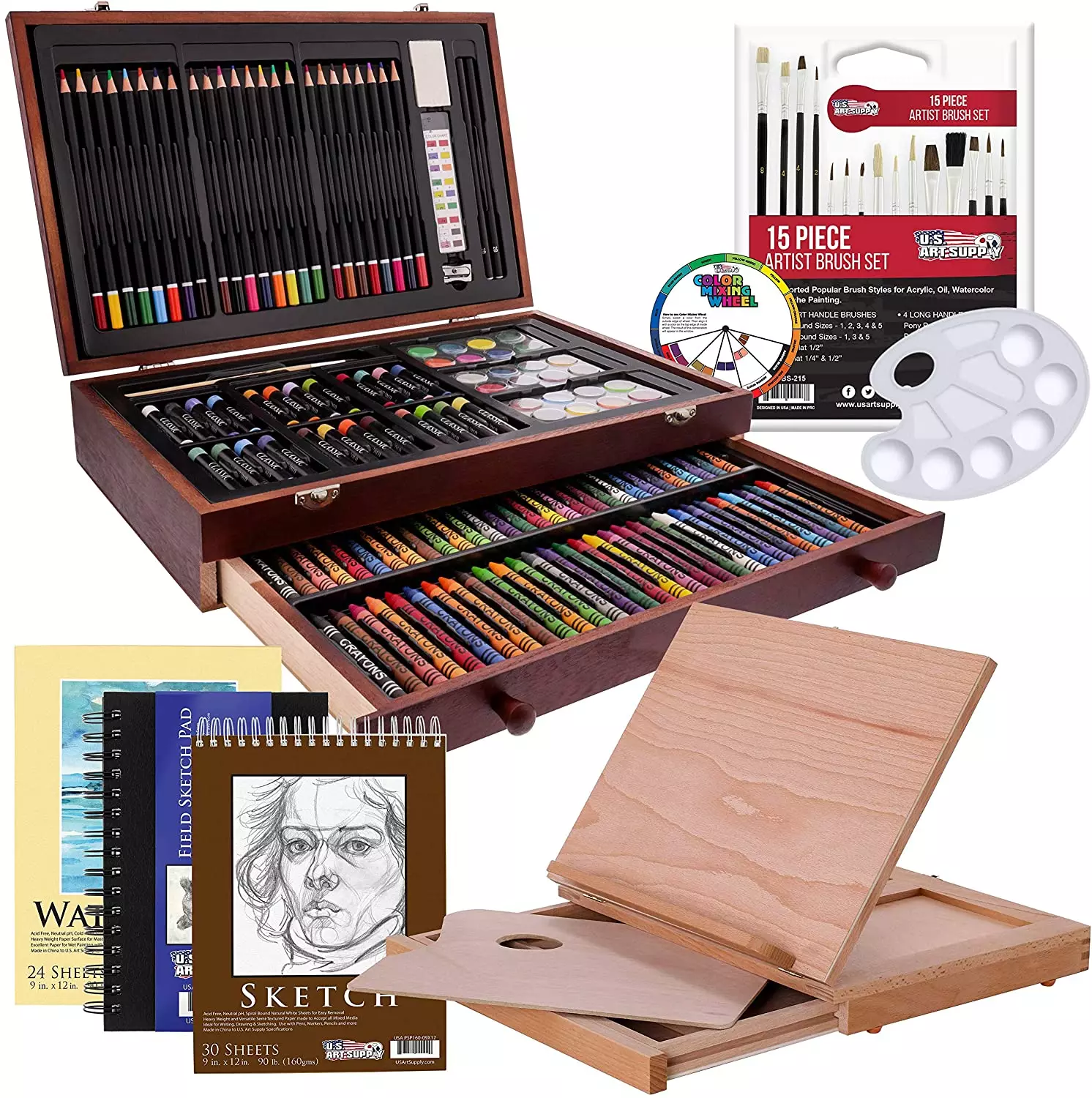 US Art Supply 163 Piece-Premium Mega Wood Box Art