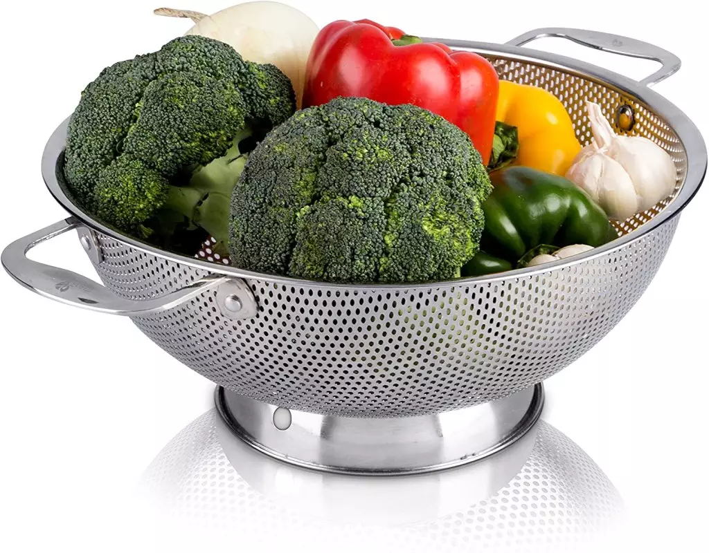 LiveFresh Stainless Steel Colander 5-Quart Micro-Perforated