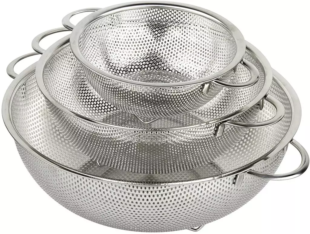I-HÖLM 3-Piece Stainless Steel Mesh Micro-Perforated Strainer Colander Set