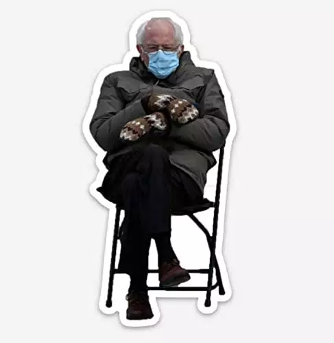 伯尼·桑德斯（Bernie Sanders）手套坐在就职典礼磁铁上