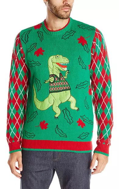 סוודרי חג המולד מצחיקים לגברים - Blizzard Bay T-Rex Sweater
