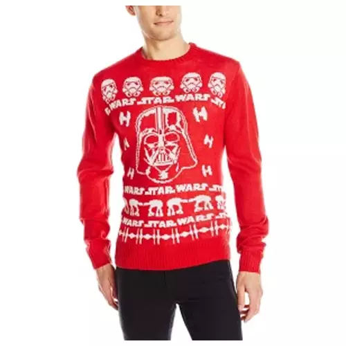 забавные уродливые рождественские свитера - свитер звездных войн красного цвета