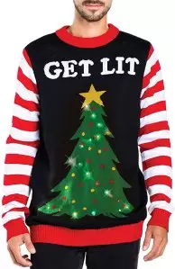 забавные уродливые рождественские свитера - Tipsy Elves Get Lit Sweater