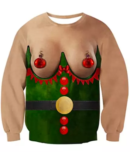 Mannen Santa's Log on the Fire Ugly Christmas Sweater