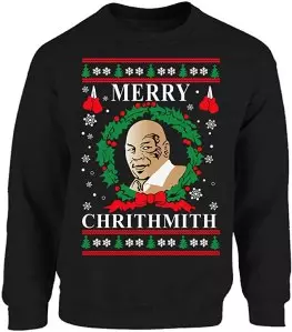 grappige lelijke christmas sweaters - Vizor Mike Tyson Merry Chrithmith Sweater