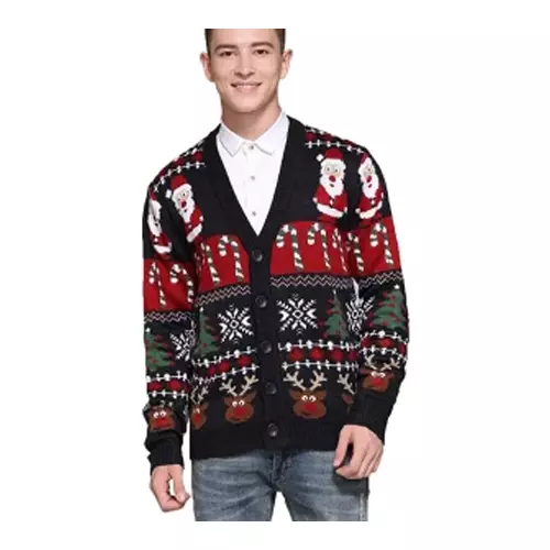 I sweatshi Leholide Labesilisa likaKhisimusi Rudolph Reindeer, Cardigan Cute Ugly Pullover