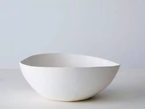 Jidher Bħall-White Handmade Porċellana Salad Bowl