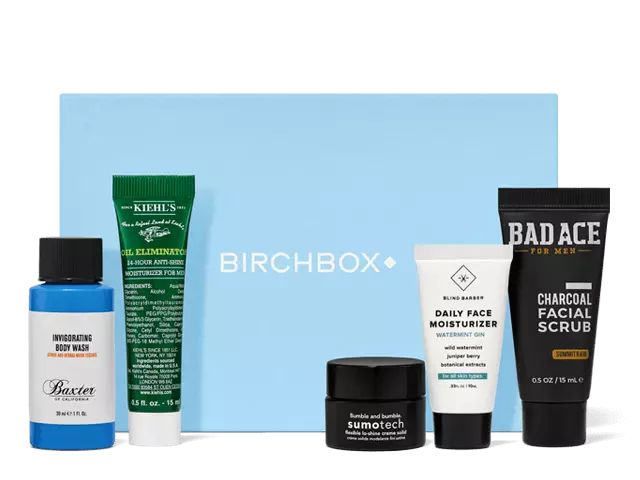 Кутија за претплата за месечна чешлање Birchbox за мажи