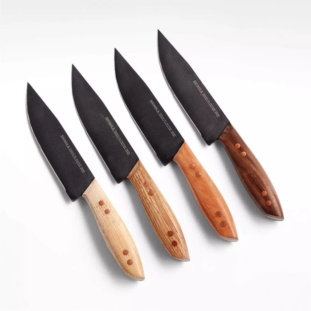 Shinola Runwell Jumbo Steak Knives, Saitin 4