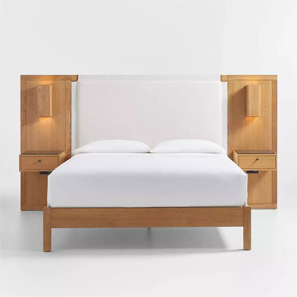 Shinola Hotel Bed na may Panel Nightstand