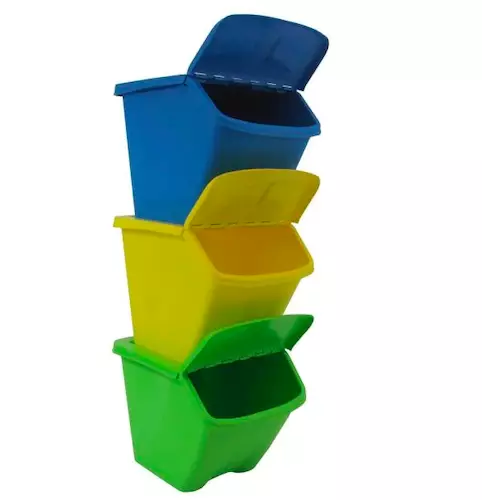 Contenedores de reciclaxe apilables multicolores Taurus de 30 galóns