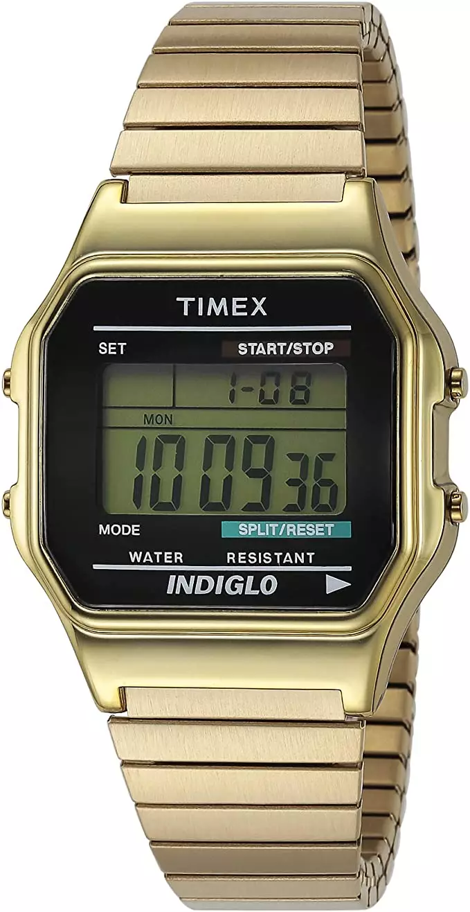 Męski złoty zegarek timex, zegarki retro