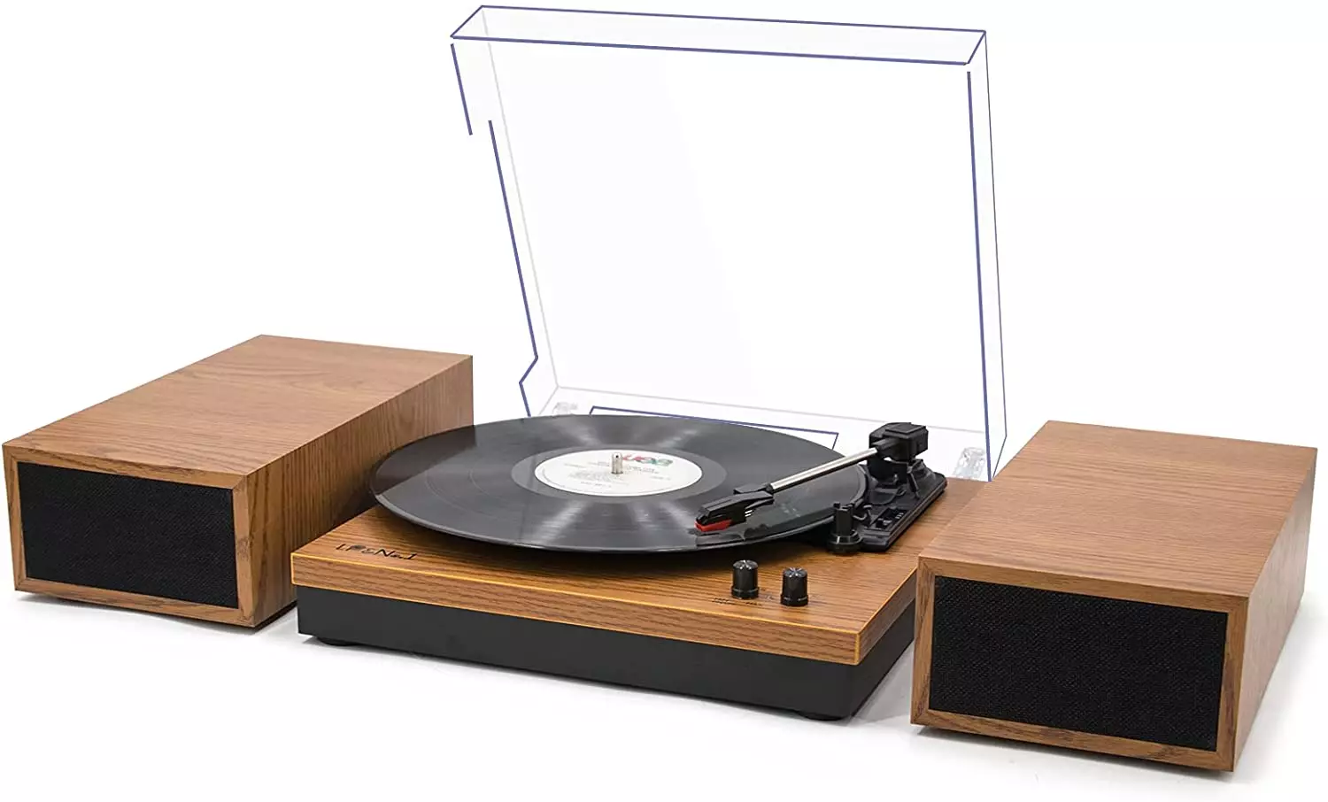 LP&No.1 Retro Belt-Drive Bluetooth gramofon se stereo regálovými reproduktory