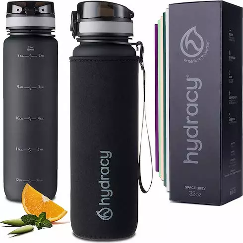 Hydracy 1-liter waterfles met tijdmarkering