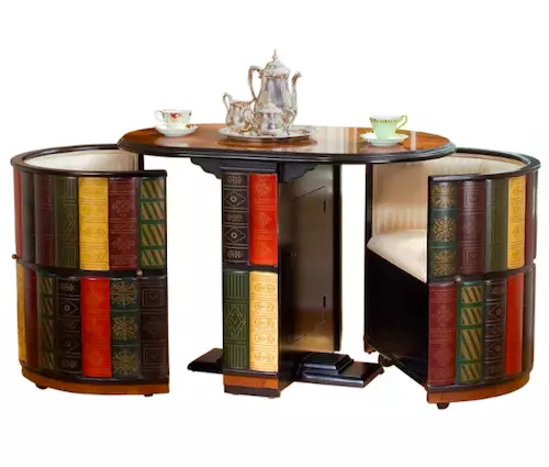 Design Toscano Nettlestone Library Ensemble table et chaises gigognes