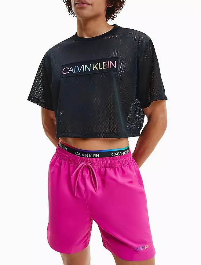 Calvin Klein sundstuttbuxur með tvöföldum mitti