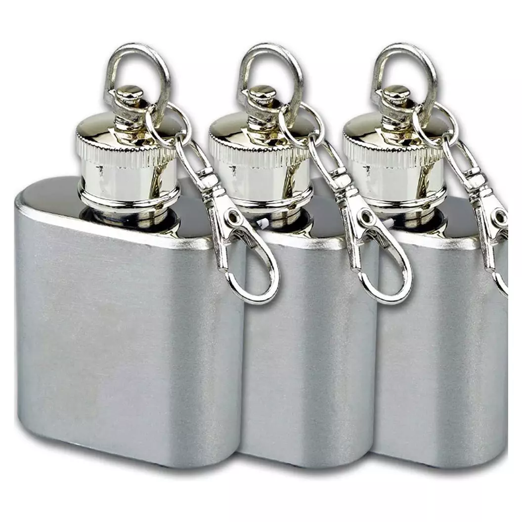 I-Aulpon 3 Pack 1 oz Stainless Steel Keychain Flask