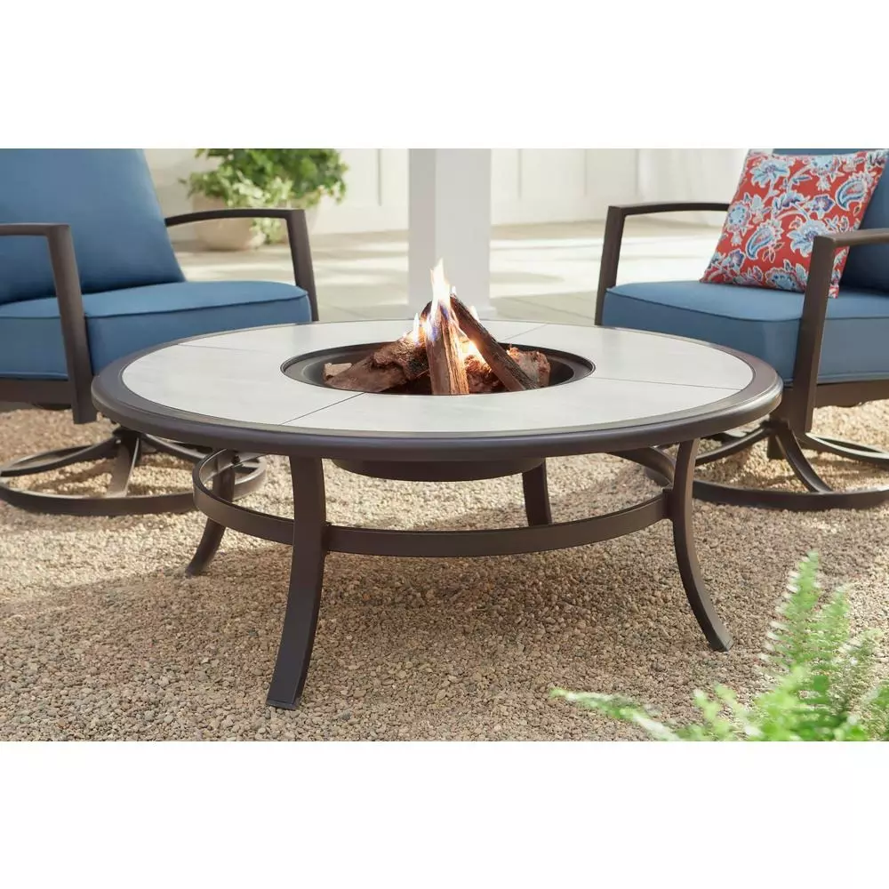 Whitfield 48 in. Round Galvanized Steel Wood Burning Fire Pit Table