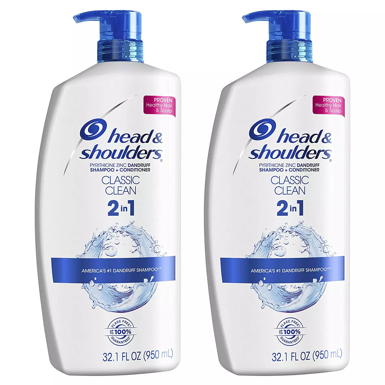 Head and Shoulders Shampoo and Conditioner 2-i-1 Anti Dandruff Treatment, to 32-unse flasker; beste flasssjampo