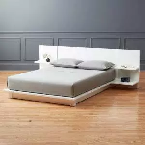 platforminė lova su sandėliavimo andais balta pilna