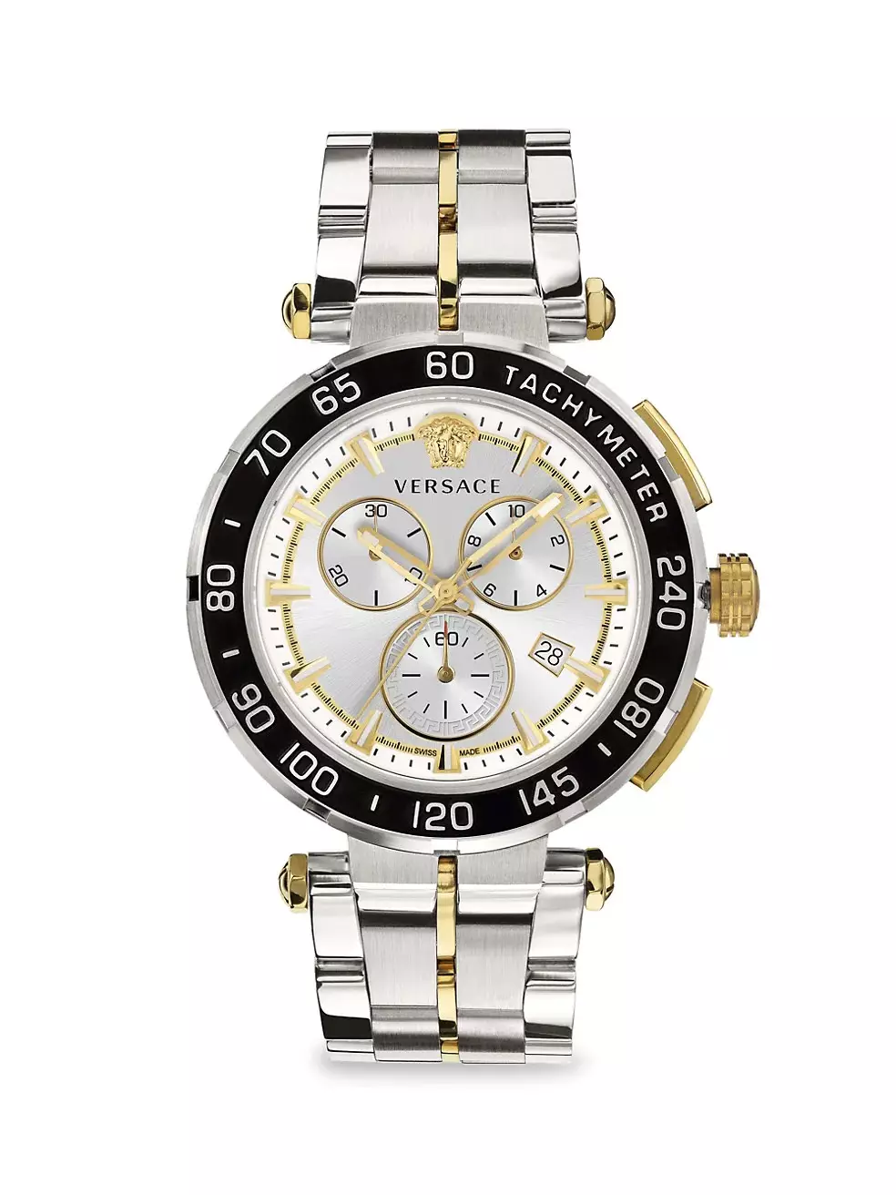 Versace Greca Armband Chronograph Watch i rostfritt stål