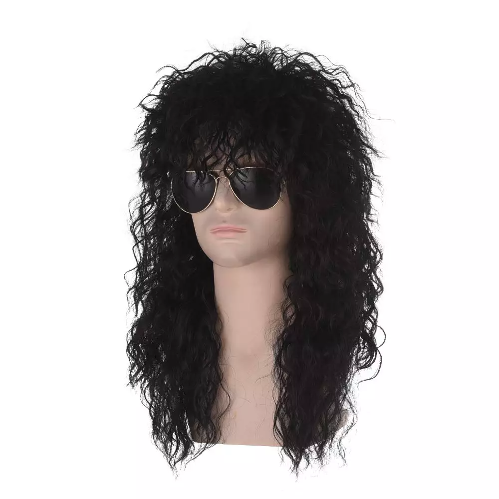 Long Curly Punk Heavy Metal Mullet Wig