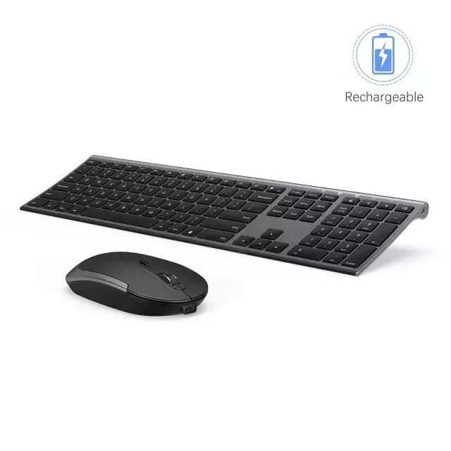 Vssoplor 2.4GHz Rechargeable Compact Quiet Full-Size Keyboard and Mouse Combo