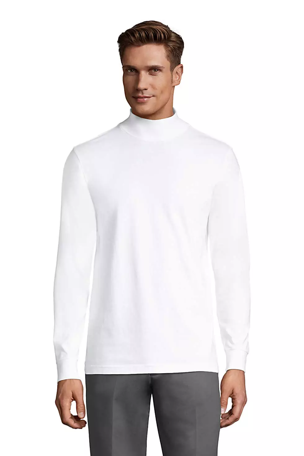 sweter leher tiruan Land's End Super-T Mock Neck